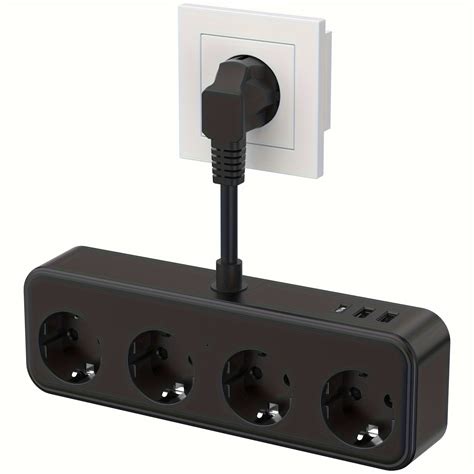1pc Double Plug For Socket Outlet Socket Strip With Usb 4 Compartment Multiple Socket Outlet
