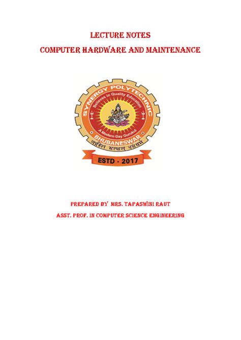 Lecture Notes Computer Hardware And Maintenance Lecture Notes