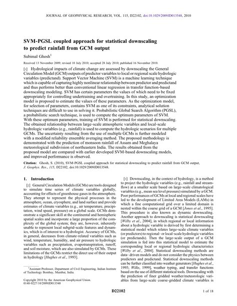 Pdf Svm Pgsl Coupled Approach For Statistical Downscaling To Predict