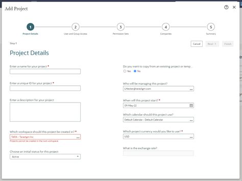How To Create A Project In Oracle Primavera Cloud Taradigm