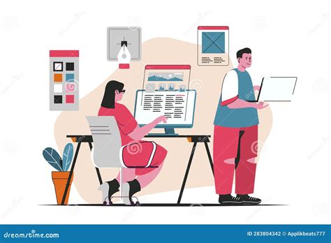 Web Development Concept Isolated Sites Creation And Optimization Content Filling People Scene