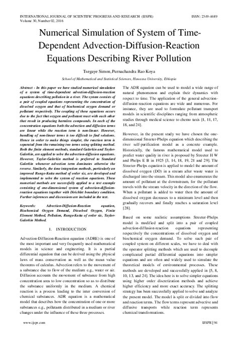 Pdf Numerical Simulation Of System Of Time Dependent Advection