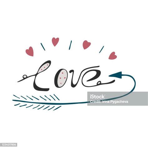 흰색 배경에 고립 된 귀여운 손으로 그린 문자 사랑 낙서 간단한 개요 그림 그것은 섬유 종이 및 기타 표면의 장식에 사용할 수 있습니다 감정에 대한 스톡 벡터 아트 및 기타