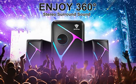 Spkpal 2 1 Computer Speakers For Desktop With Subwoofer Dynamic Rgb Pc Speakers With 11w Stereo