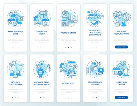 Increasing Meeting Attendance Blue Onboarding Mobile App Screen Set 16089668 Vector Art At Vecteezy