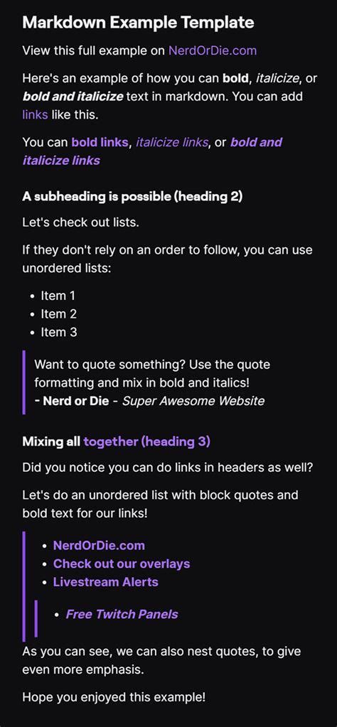 Twitch Markdown Template Templatesnewmyid