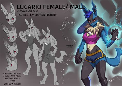 Lucario Femalemale Customizable Base By Playfurry On Deviantart