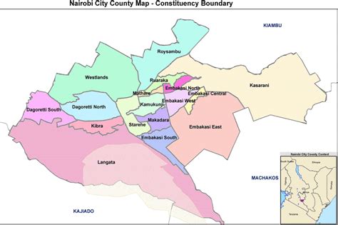Nairobi City County Map Showing Constituencies And Associated