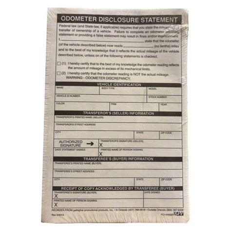 2 Part Odometer Disclosure Statements