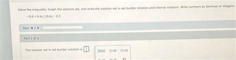 solved solve the inequality graph the solution set and