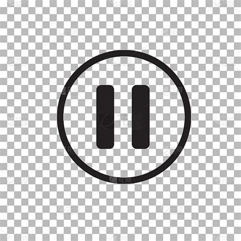 暂停按钮图标上透明的背景。暂停按钮信号。平的风格。素材 花瓣网