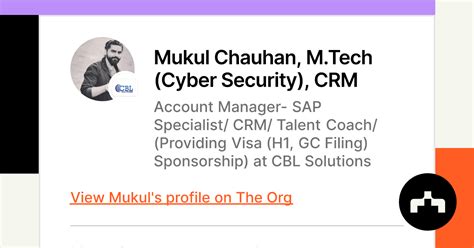 Mukul Chauhan Mtech Cyber Security Crm Account Manager Sap Specialist Crm Talent Coach