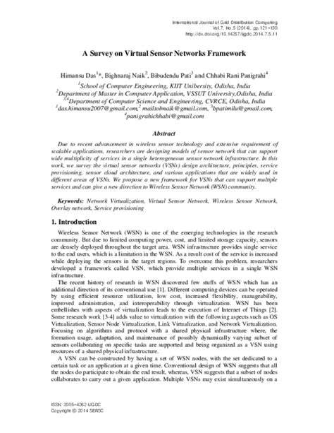 pdf a survey on virtual sensor networks framework