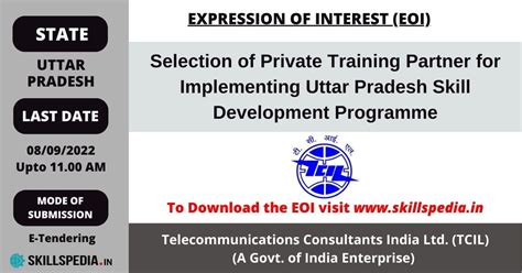Eoi For Selection Of Private Training Partner For Implementing Uttar