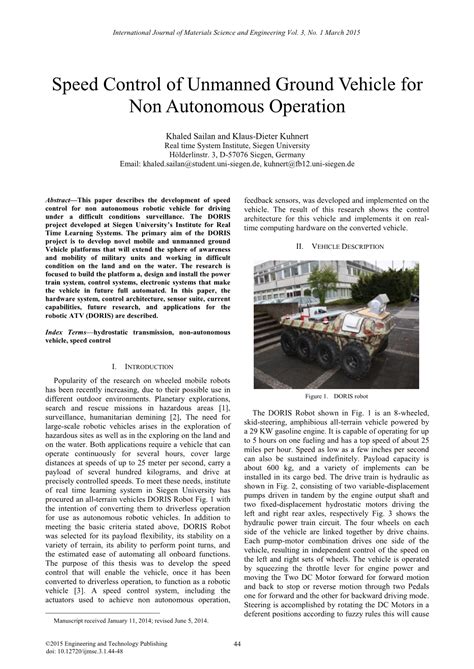 Speed Control Of Unmanned Ground Vehicle For Non Autonomous Operation