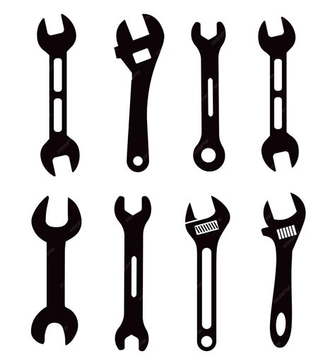 Premium Vector Black Silhouette Of Wrenches Vector