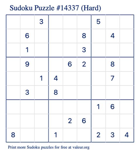 Free Printable Hard Sudoku With The Answer 14337