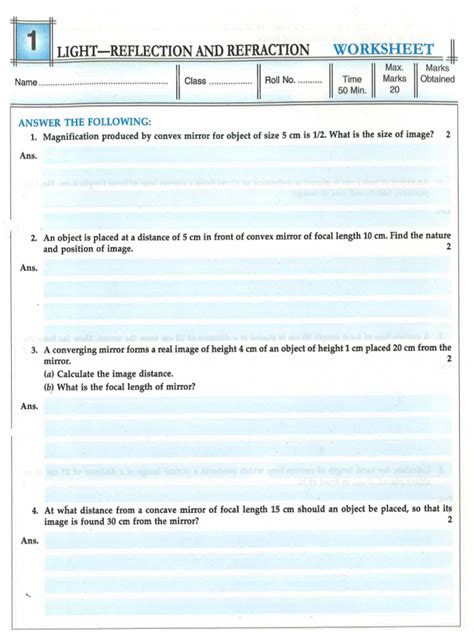 Assignment Reflection And Refraction M 18 Pdf