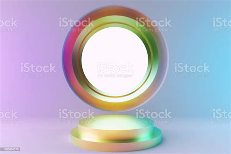 둥근 색상 받침대 또는 연단 다채로운 미니멀 컨셉 디자인 프리젠 테이션 제품에 대한 추상적 인 현대 미술 일러스트레이션 3d 렌더 디스플레이 쇼케이스 트렌디 한 배경 템플릿