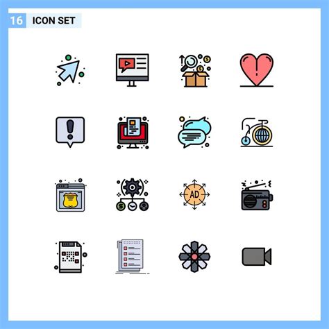 16 Universal Flat Color Filled Line Signs Symbols Of Error Message Spring Analysis Love Product