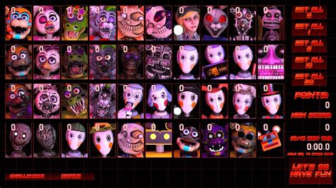 Fnaf Security Breach Ultimate Custom Night Main Menu Youtube