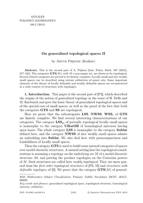 Pdf On Generalized Topological Spaces Ii