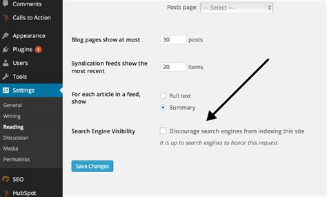 Modifying Wordpress Visibility Search Engine Site And Page