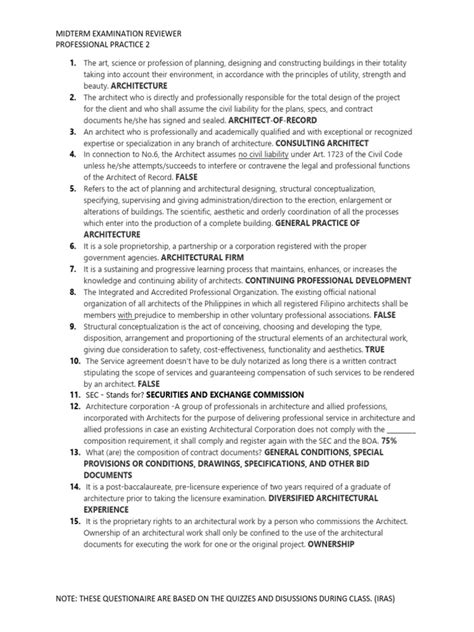 Professionalpractice2 Midterms Reviewer Pdf Architect Specification Technical Standard