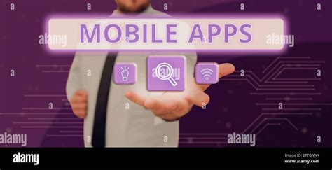 writing displaying text mobile apps concept meaning a software