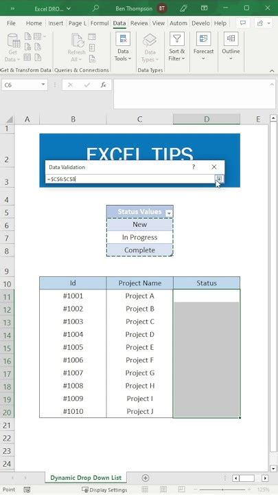 Create A Dynamic Excel Drop Down List Shorts Youtube