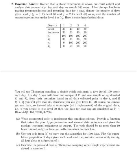 Solved 2 Bayesian Bandit Rather Than A Static Experiment