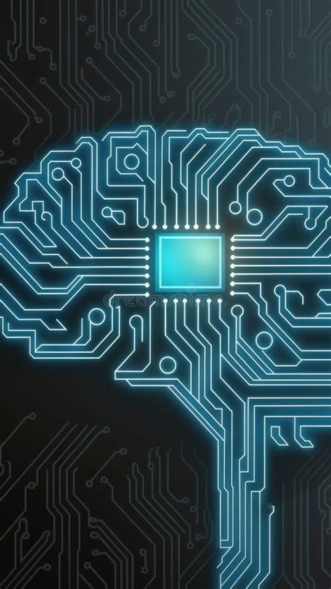A Brain in a Circuit with Electronic Wires - Neurosciences and Artificial Intelligence Concept ...