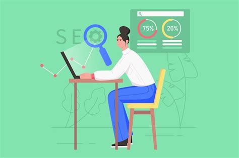 Premium Vector Seo Optimization Service Modern Flat Concept Woman Analyzes Data And Selects