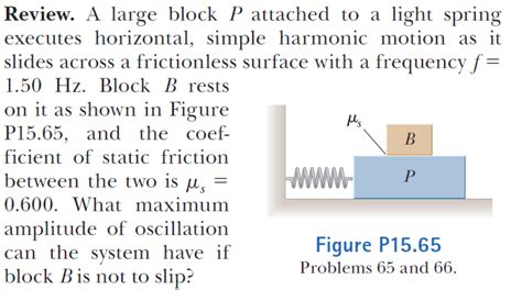 solved review a large block p attached to a light spring