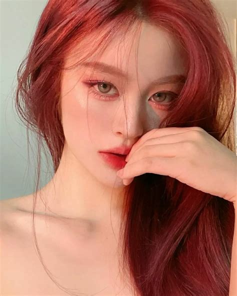 Instagram Angelxinziai ♡ Chinese Ulzzang Girl ♡ Red Hair Makeup