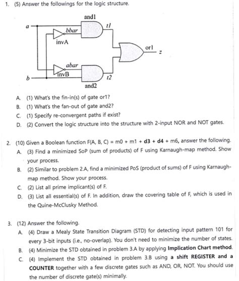Solved Answer The Followings For The Logic Structure Chegg Com