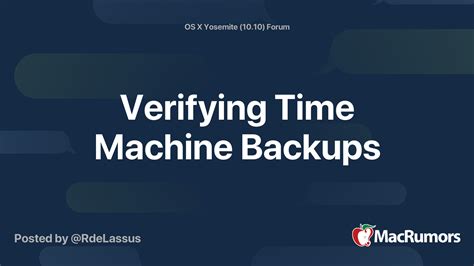 Verifying Time Machine Backups Macrumors Forums