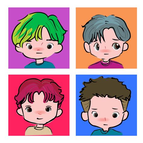 Set Of Cute Anime Boy Face Free Style Color Fashion 22687805 Vector Art