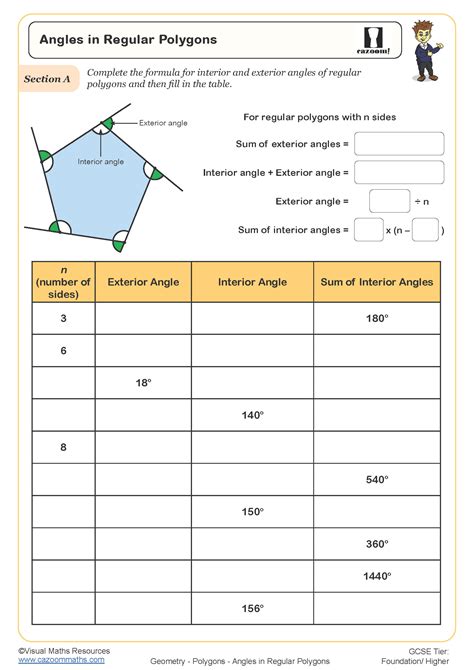 Exterior Angles Of A Polygon Worksheet