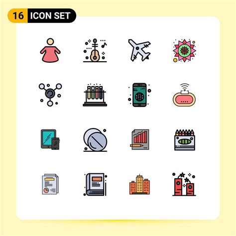 Modern Set Of 16 Flat Color Filled Lines Pictograph Of Tube Medical India Lab Molecule Editable