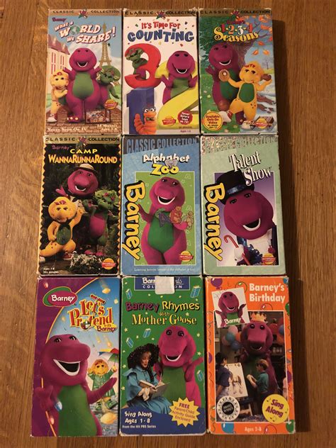 Barney Vhs Video Tapes Lot Of 9 Sing Along Musical Pretend Abc Counting