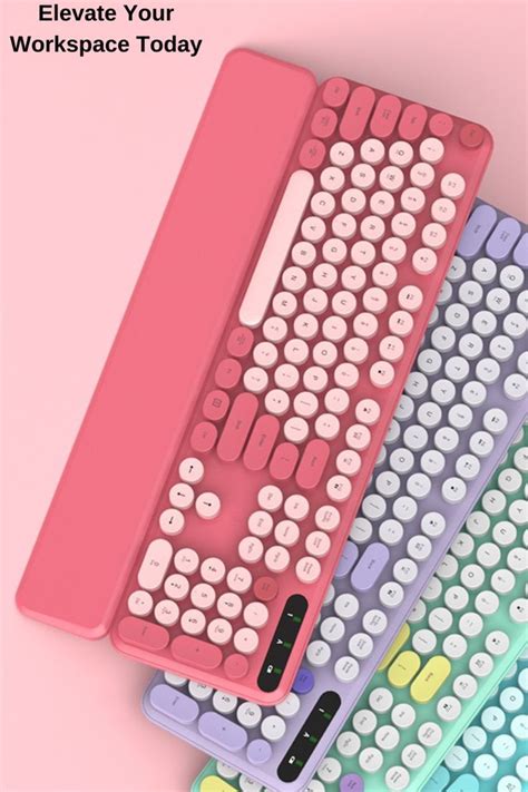 Wireless Keyboard And Mouse Combo Round Keycaps Full Size Retro Typewriter Keyboard With