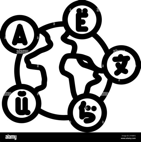 Multilingual Globe Natural Language Processing Nlp Line Icon Vector Illustration Stock Vector