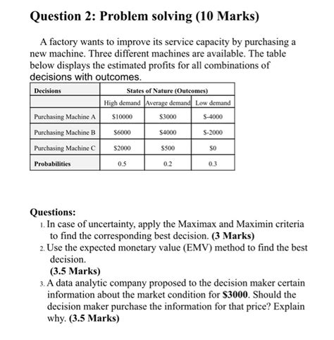 solved question 2 problem solving 10 marks a factory