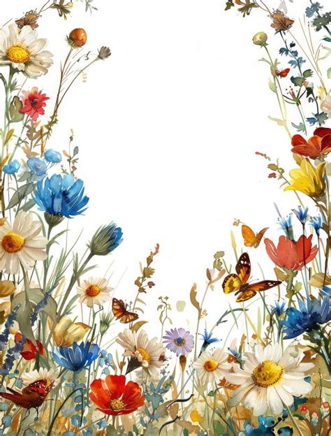48 Wildflowers Butterflies Page Borders Free Printable Butterfly