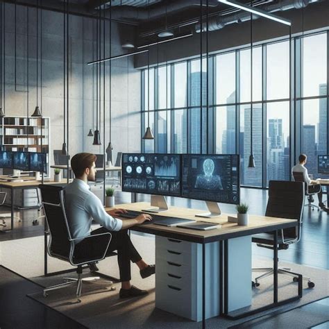 Modern Office Workspace Premium Ai Generated Image
