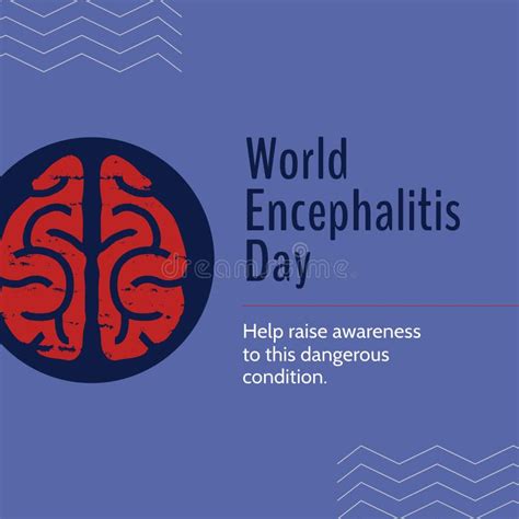 Image Of World Encephalitis Day And Brain On Blue Background Stock
