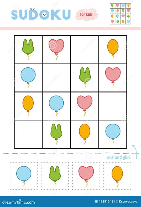 Sudoku För Barn Utbildningslek Garnering För årsdagberöm Vektor Illustrationer Illustration
