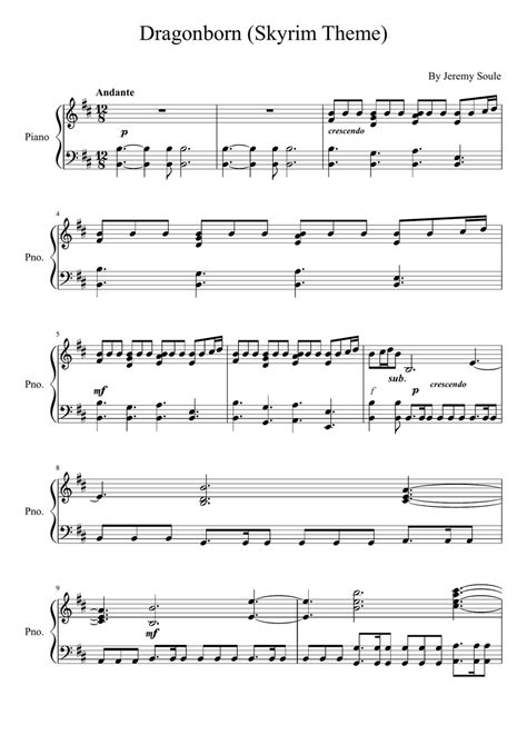Dragonborn Skyrim Theme By Poon Piano Solo Intermediate Digital