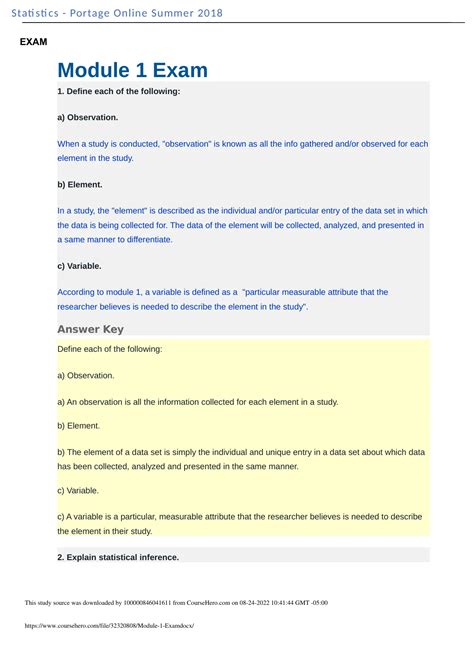 Exam Elaborations Math 110 Module 1 Exam Questions And Answers Portage Learning Math 110